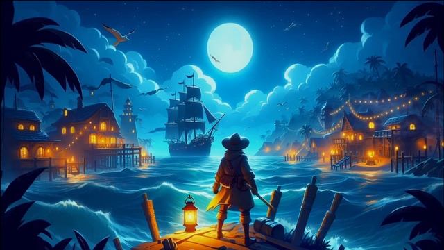 Полнолуние над морем - Нежная атмосфера с звуками волн и музыкой скрипки, фоновая музыка