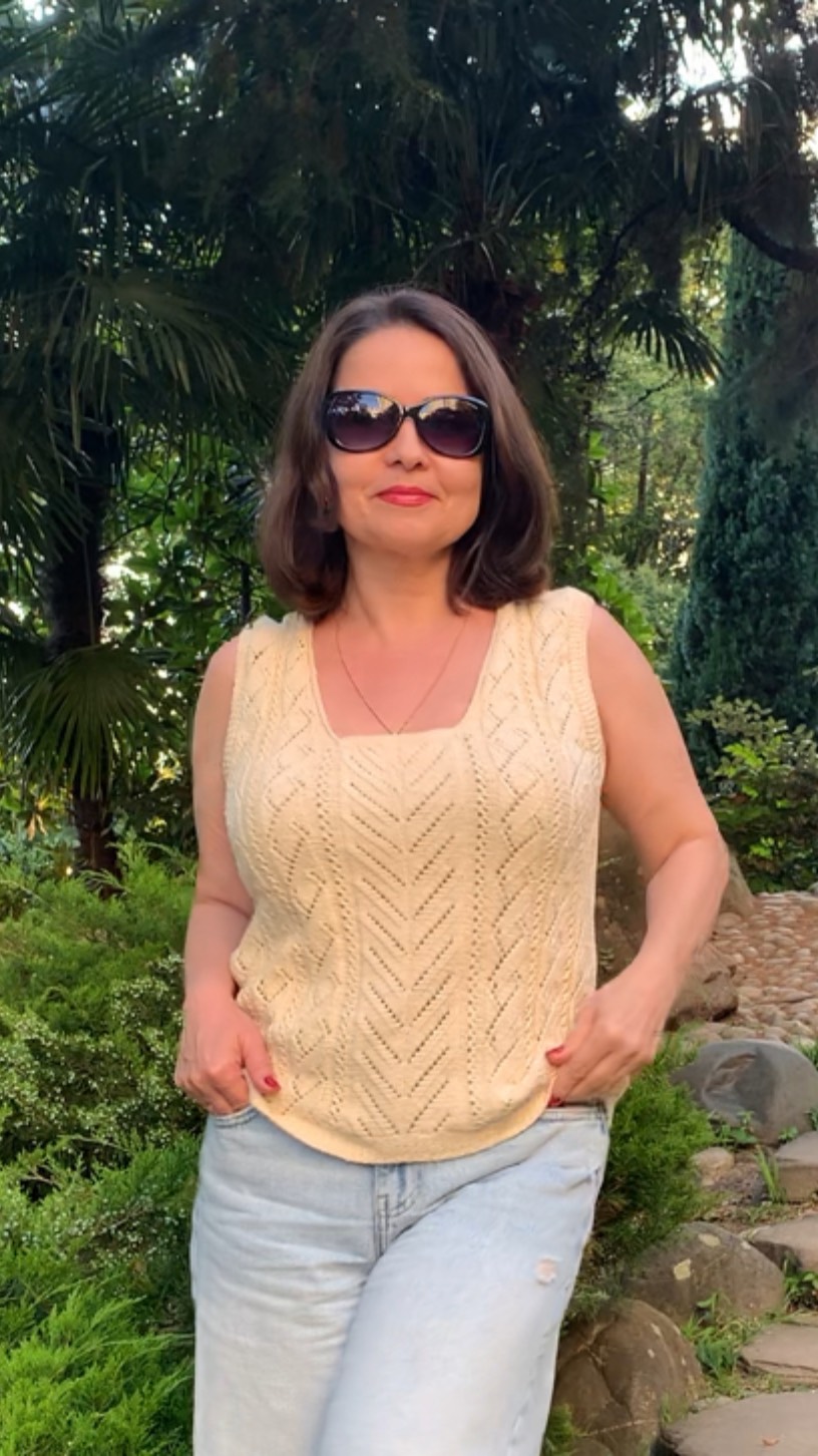 Мастер класс по вязанию спицами Летний топ "Ажур".