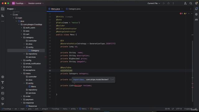 6 -Menu Entity, DTO, Repo