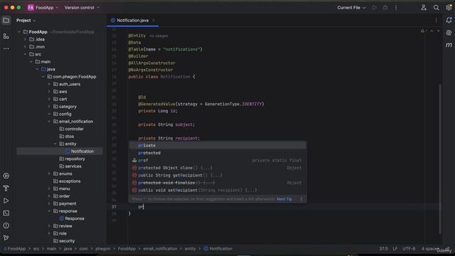 5 -Notification Entity, DTO, Repo
