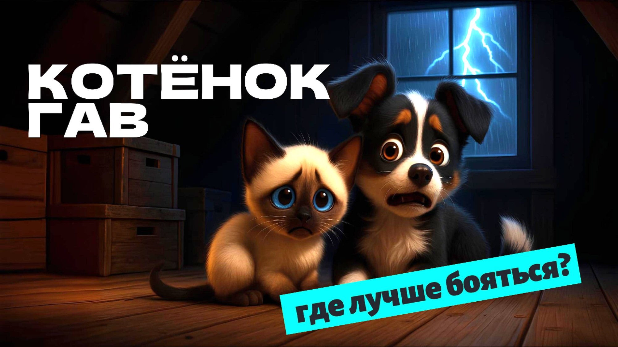 Где лучше бояться? | Мультик про котёнка Гав и щенка 🐱🐶⚡