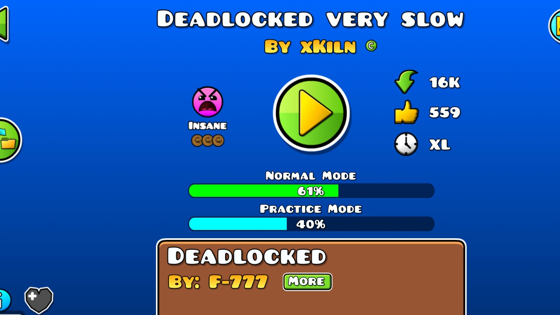 Играю в geometry dash. Прохожу deadlocet.