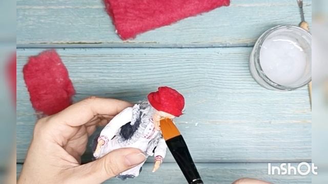 Бабуся Ягуся, ватная игрушка. Часть 6 - волосы и платок