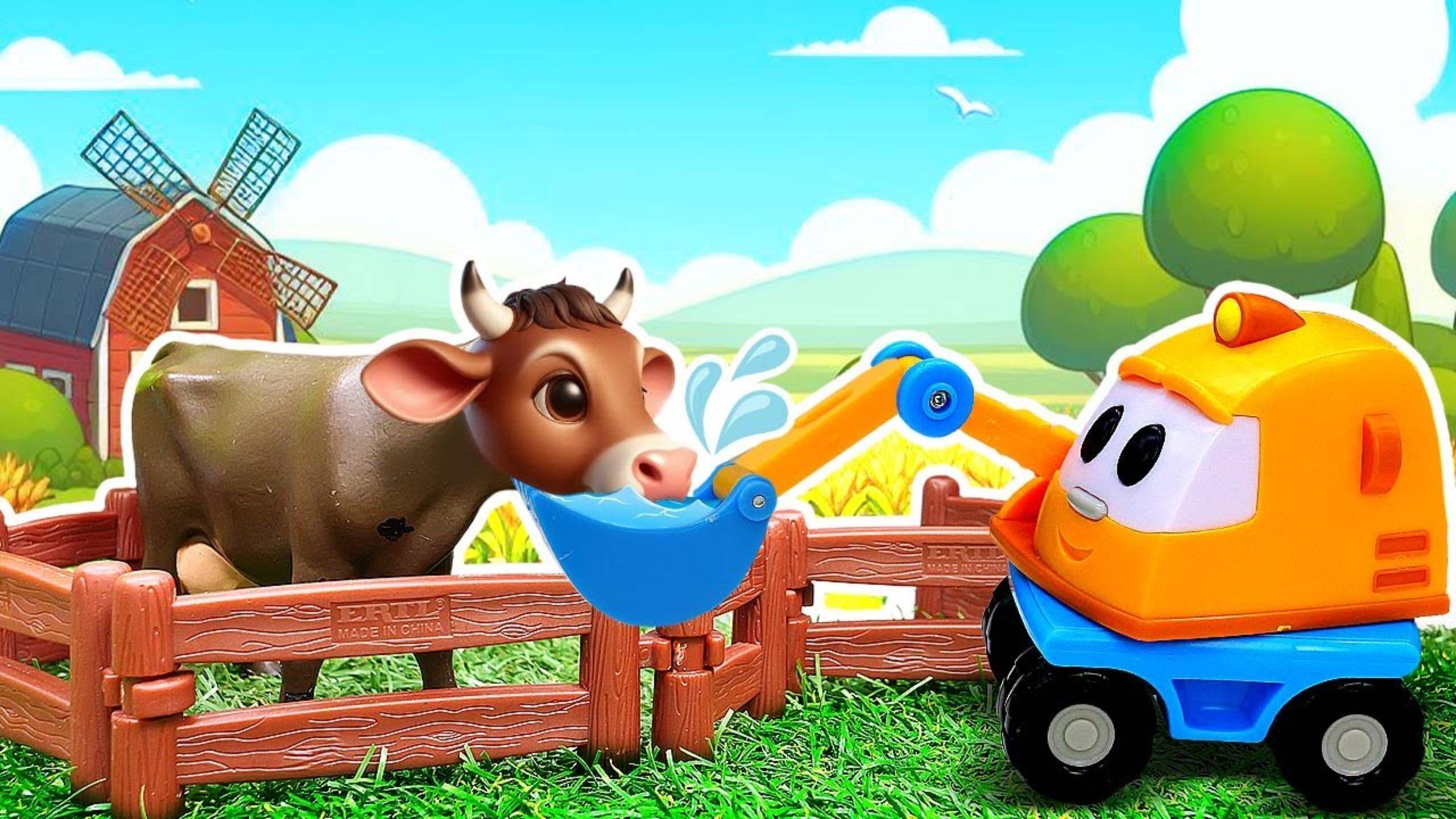 Капу напоил корову на ферме Играем в боулинг с Левой!