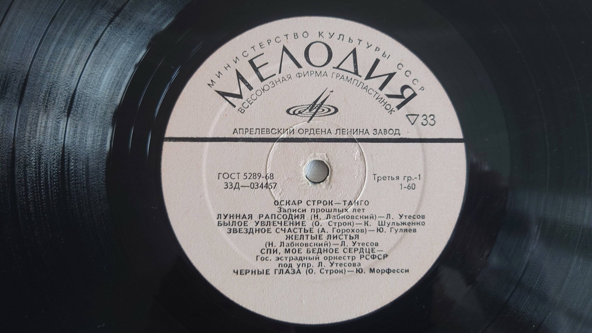 Старая пластинка. Оскар Строк. Танго.
