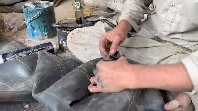 How This Talented Individual Expertly PATCH and FIX a Truck Tire Inner Tube With Incredible Skill