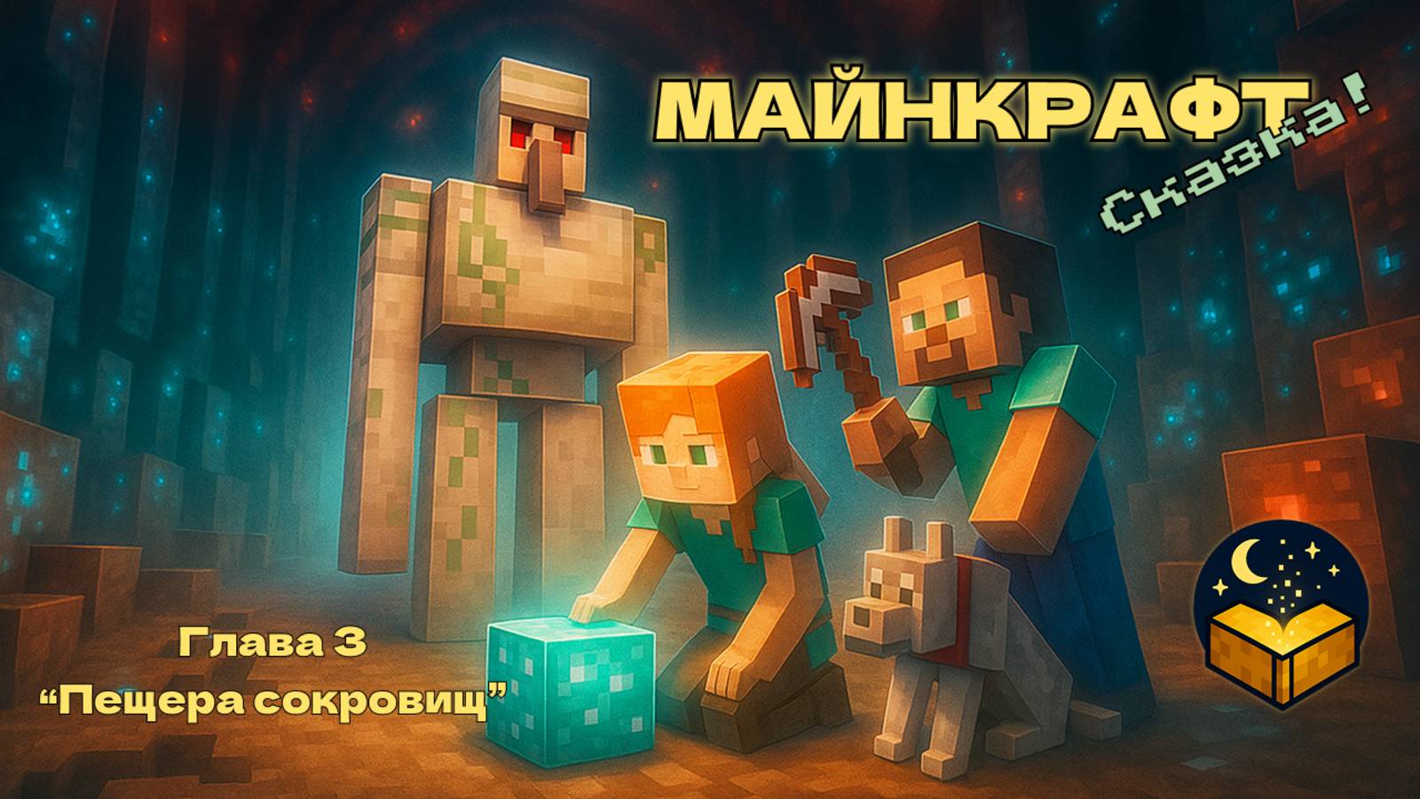 Cказка на ночь | Майнкрафт  видео: Приключения голема «Путь к Красной горе»