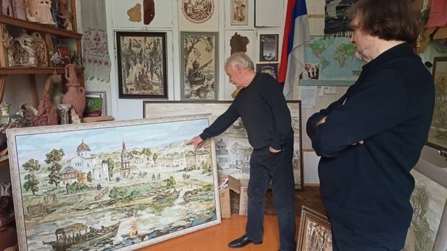 В мастерской художника Хомрачева Александра. Автор о панорамной работе