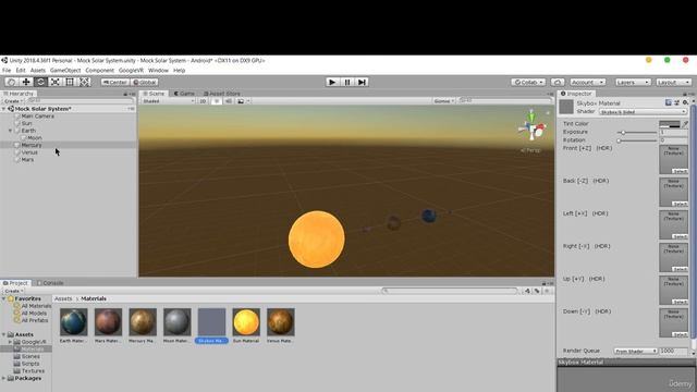 4 -VR Mock Solar System Part 4 - Adding a light source to the sun and creating