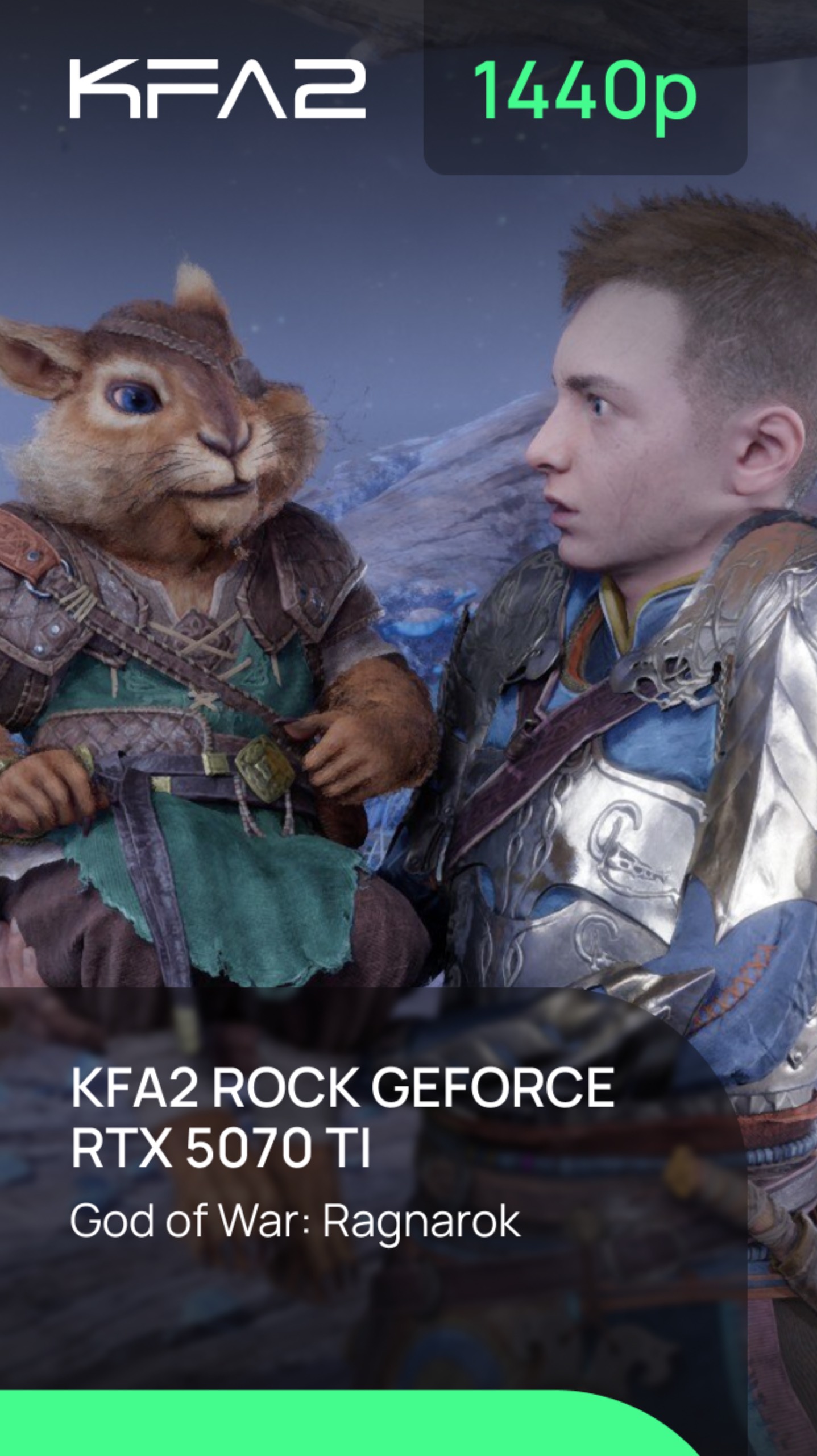 Тест видеокарты KFA2 ROCK GeForce RTX 5070 Ti Black | God of War: Ragnarok | 1440p (2K) разрешение