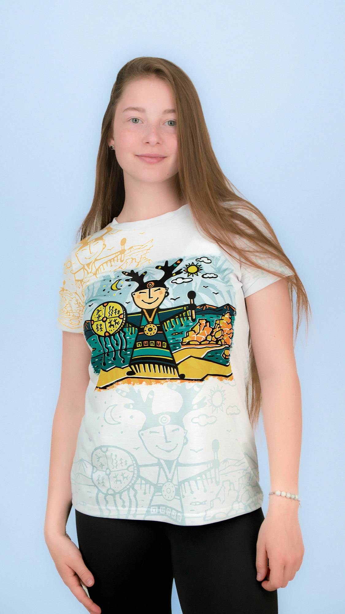 Футболка приталенная ШАМАНЧИК ГЛОБАЛ (белая)