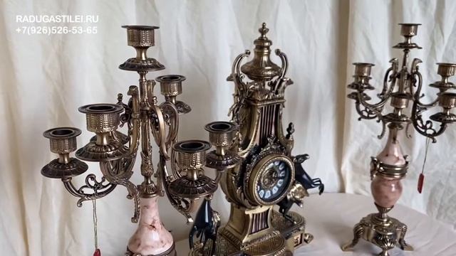 ЧАСЫ КАМИННЫЕ ⚜️ С КАНДЕЛЯБРАМИ | настольные бронзовые часы | магазин элитных подарков