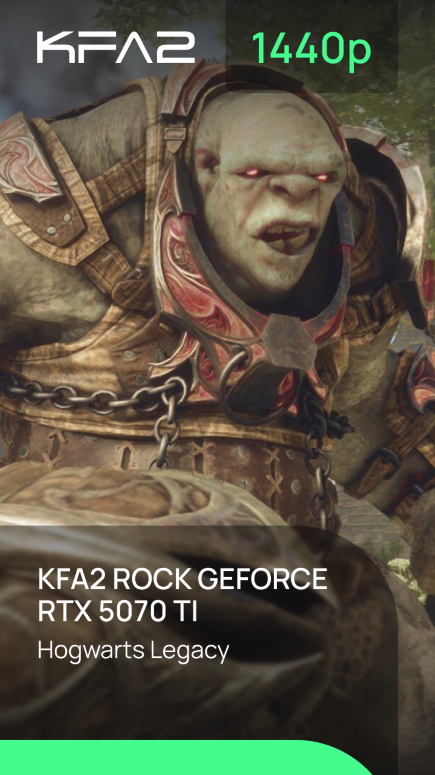 Тест видеокарты KFA2 ROCK GeForce RTX 5070 Ti Black | Hogwarts Legacy | 1440p (2K) разрешение