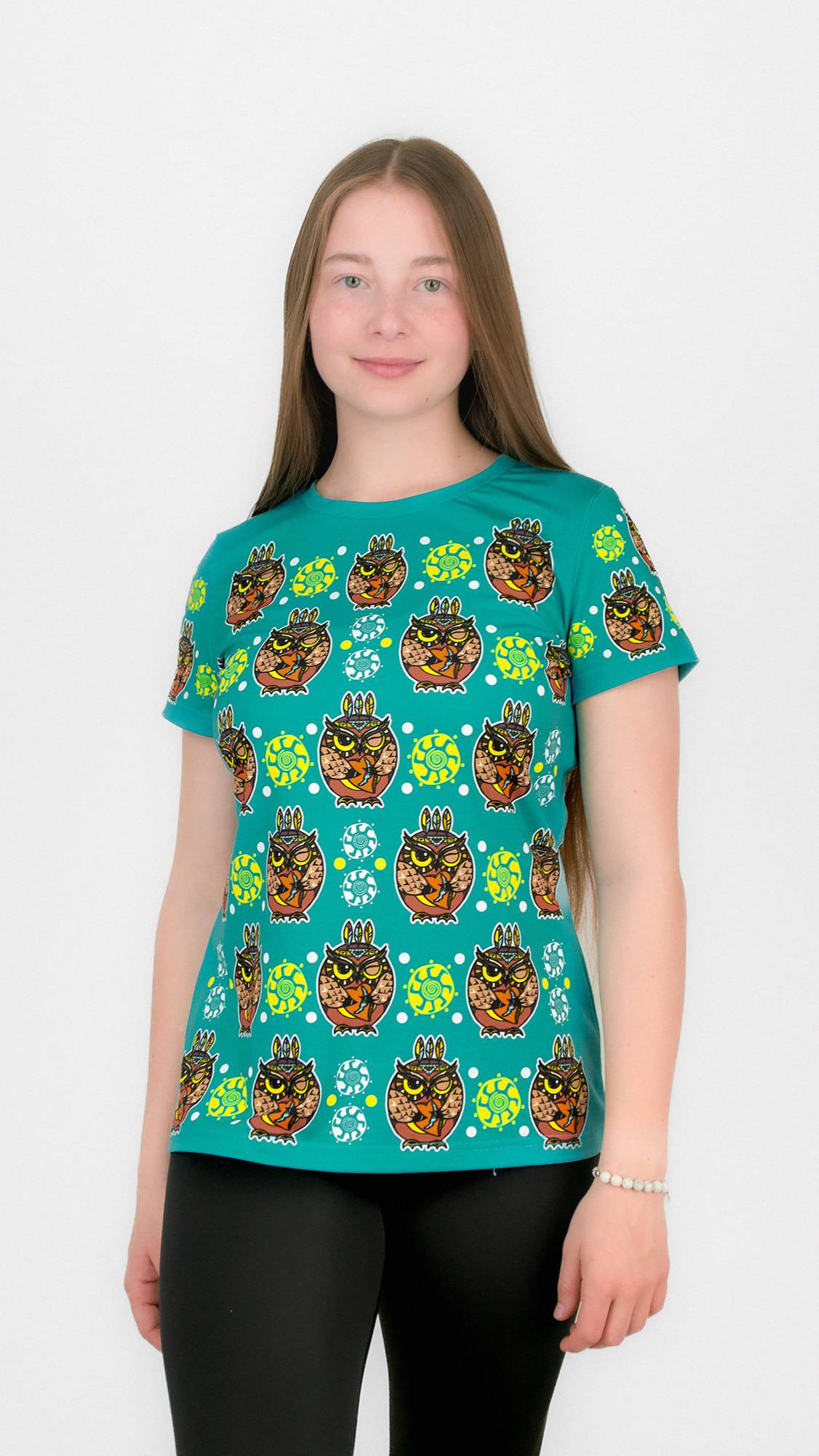 Футболка приталенная СОВИНОВНА УЗОР (мятная)