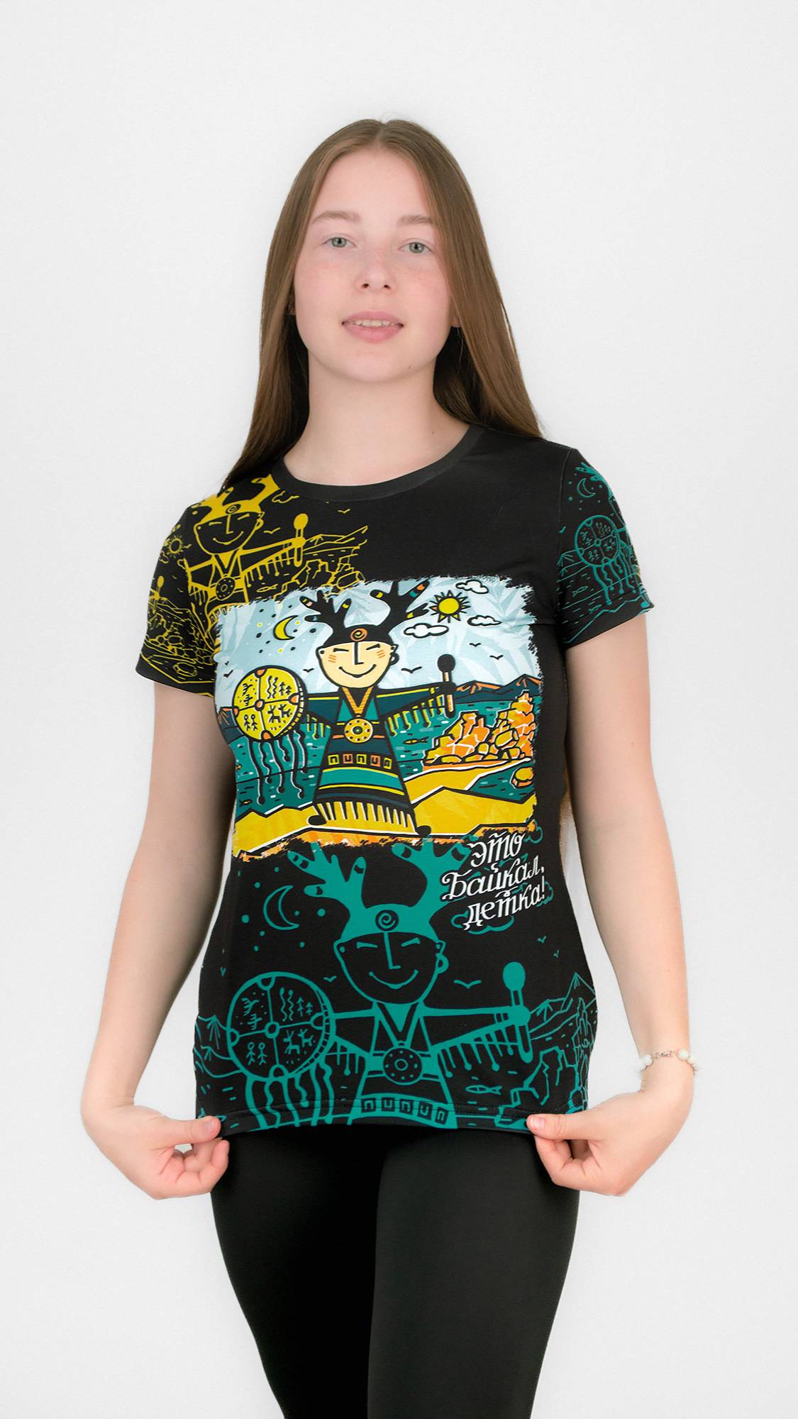 Футболка приталенная ШАМАНЧИК (черная)