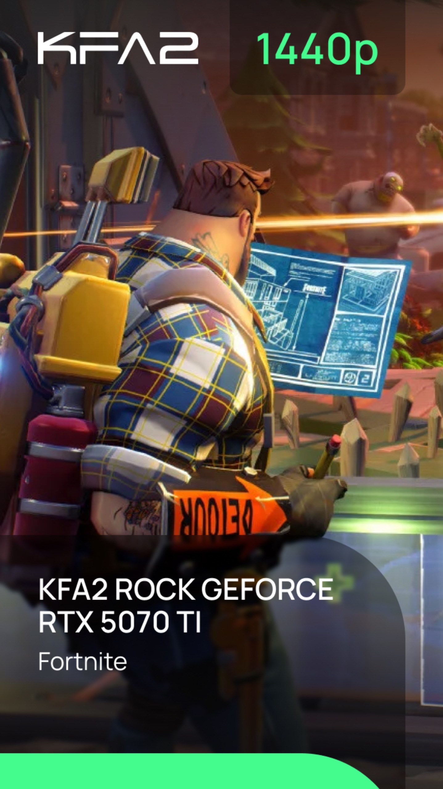 Тест видеокарты KFA2 ROCK GeForce RTX 5070 Ti Black | Fortnite | 1440p (2K) разрешение