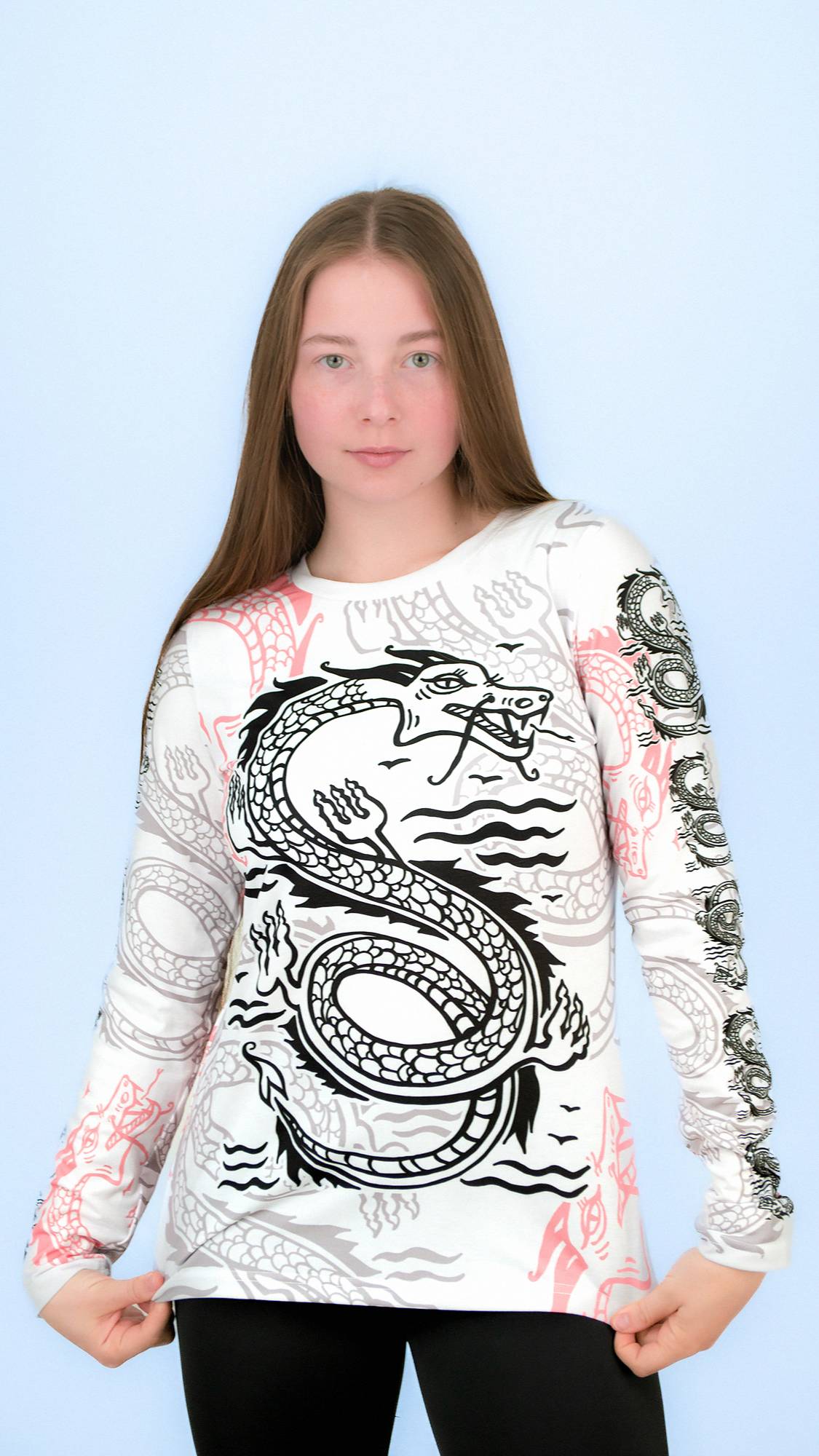 Лонгслив приталенный ДРАКОН ГЛОБАЛ (белый)