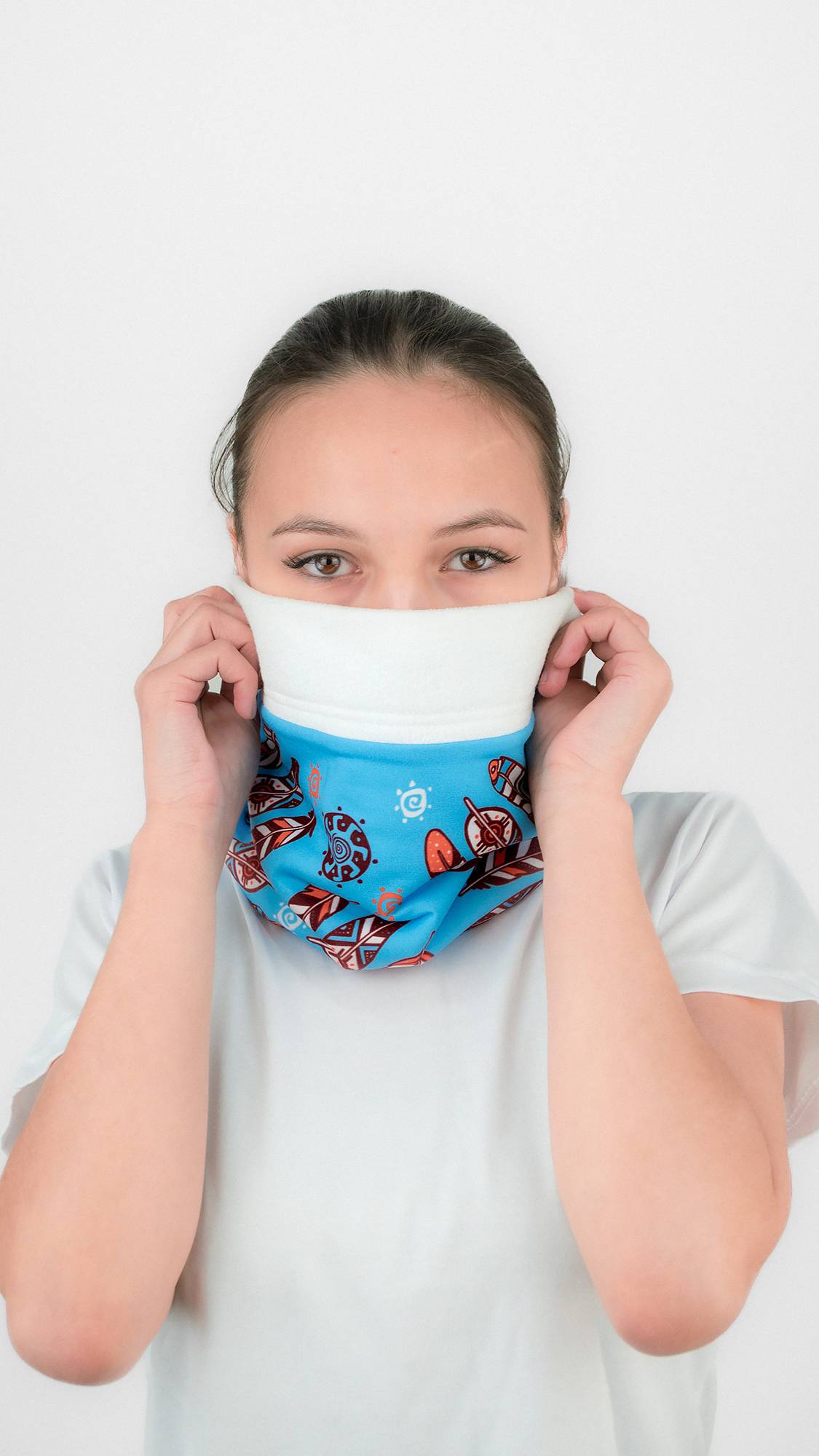 Бафф утепленный ПЕРЬЯ (голубой)