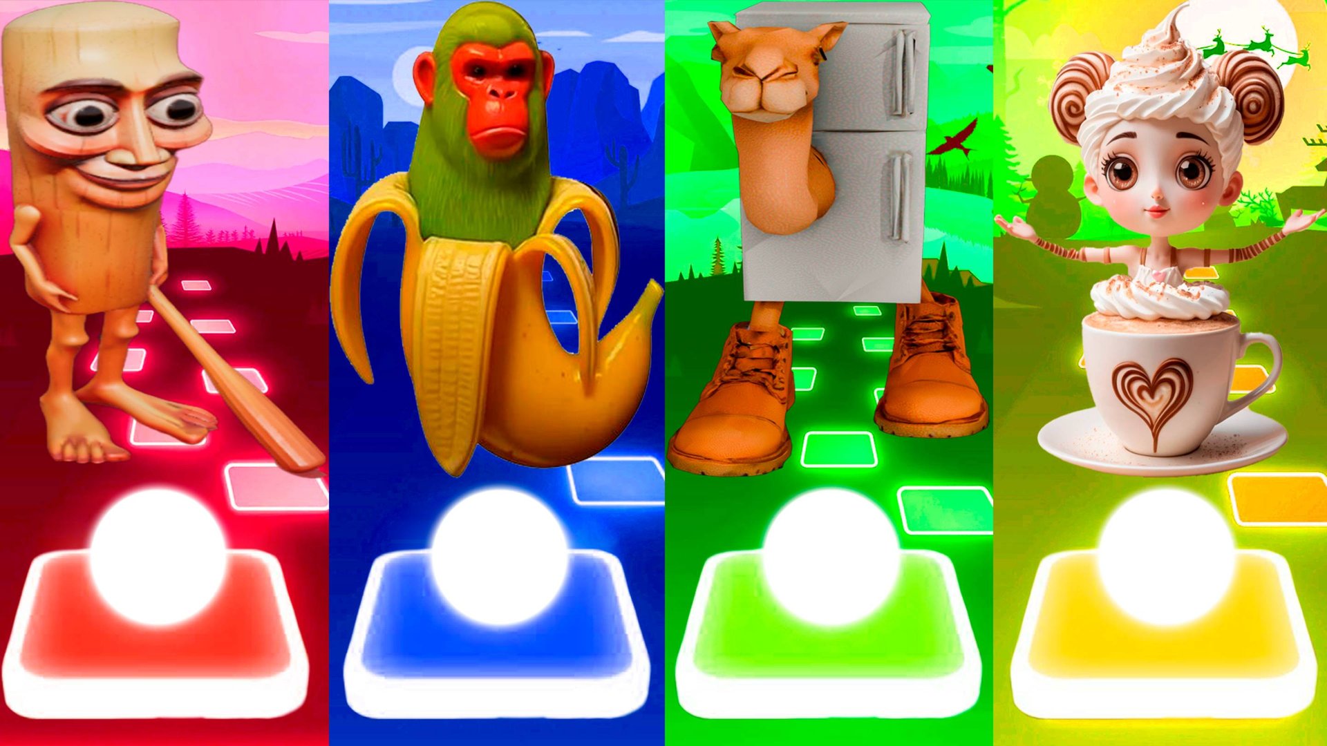 ТУН ТУН ТУН САХУР 🆚 ШИМПАНЗИНИ БАНАНИНИ 🆚 ФРИГО КАМЕЛО 🆚 БАЛЕРИНА КАПУЧИНО | Tiles Hop №45