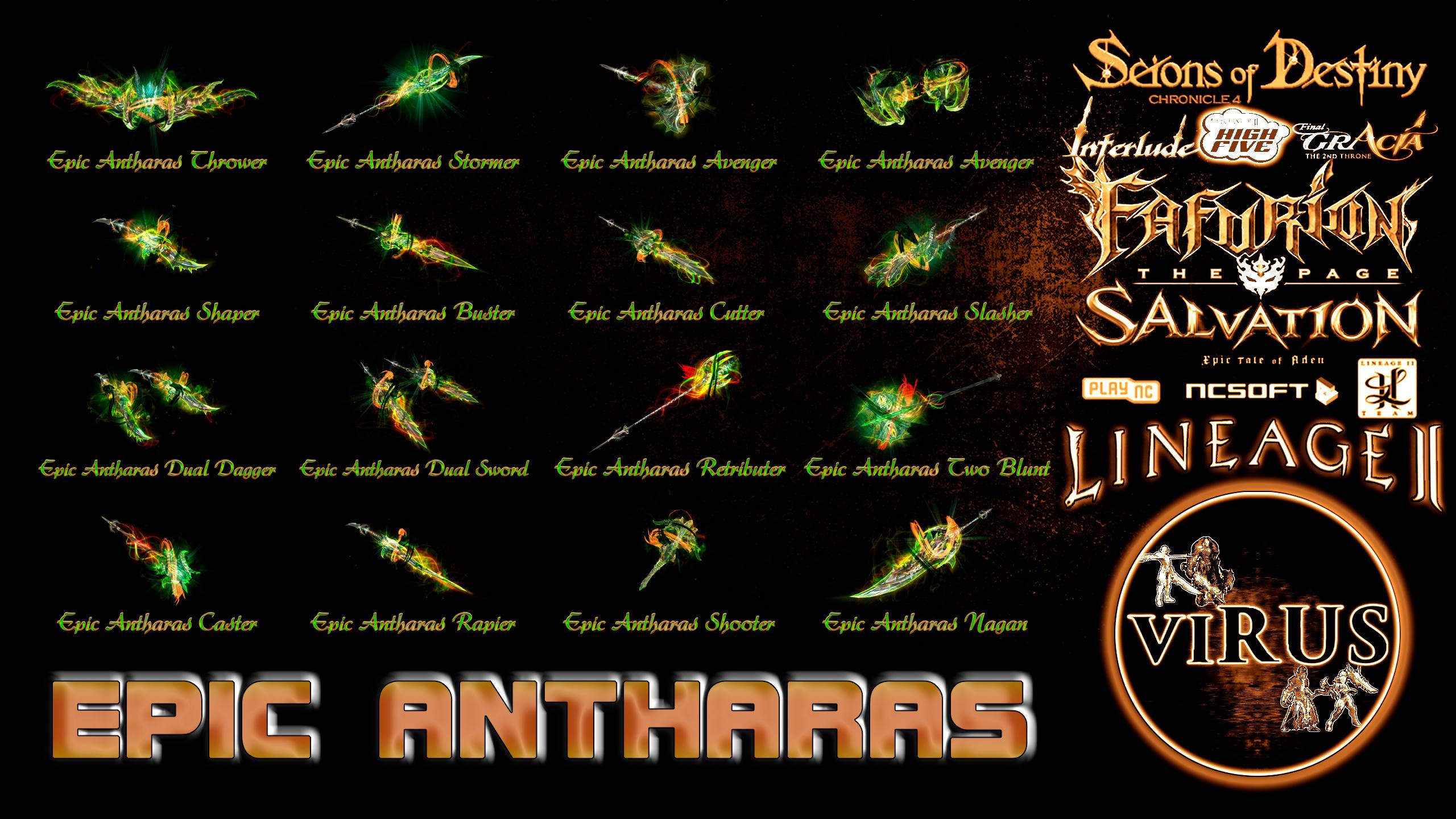 Full Set of Epic Antharas Weapons. LINEAGE II. Any Chronicles ◄√i®uS►
