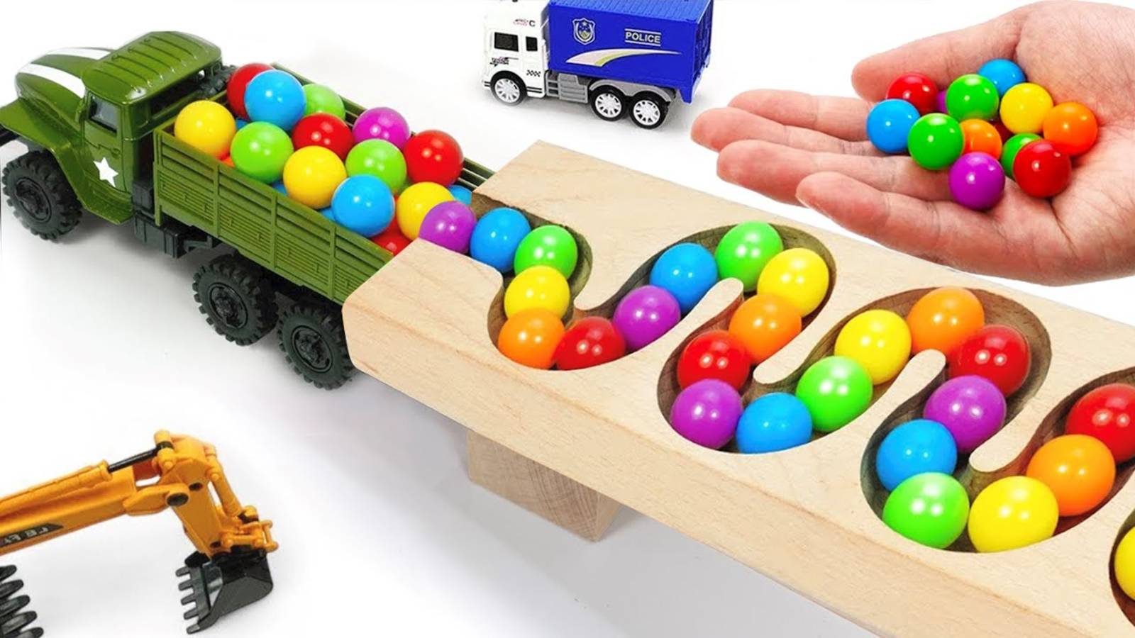 Гонка шариков волновой склон. Машинки для детей Мусоровоз Самосвал Скорая помощь Экскаватор Трактор