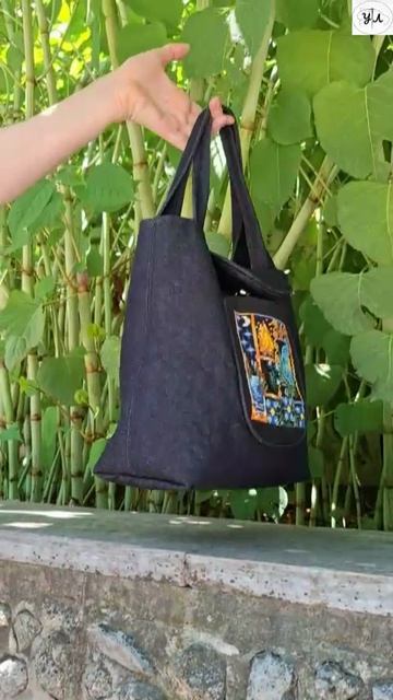 Шоппер  с ручной  вышивкой.