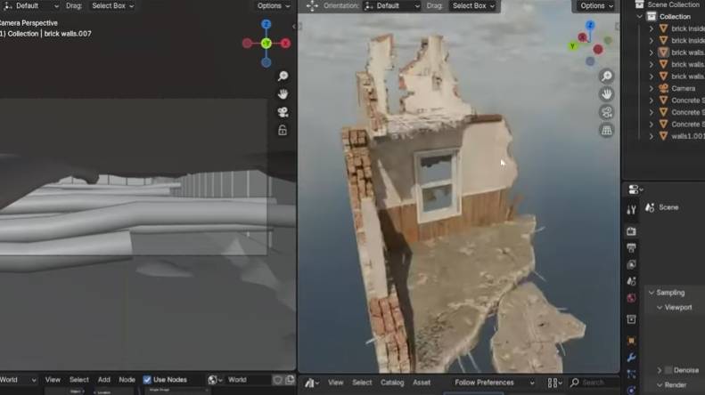 Набор разрушеных зданий для блендер 3д - аддон (destruction pack)