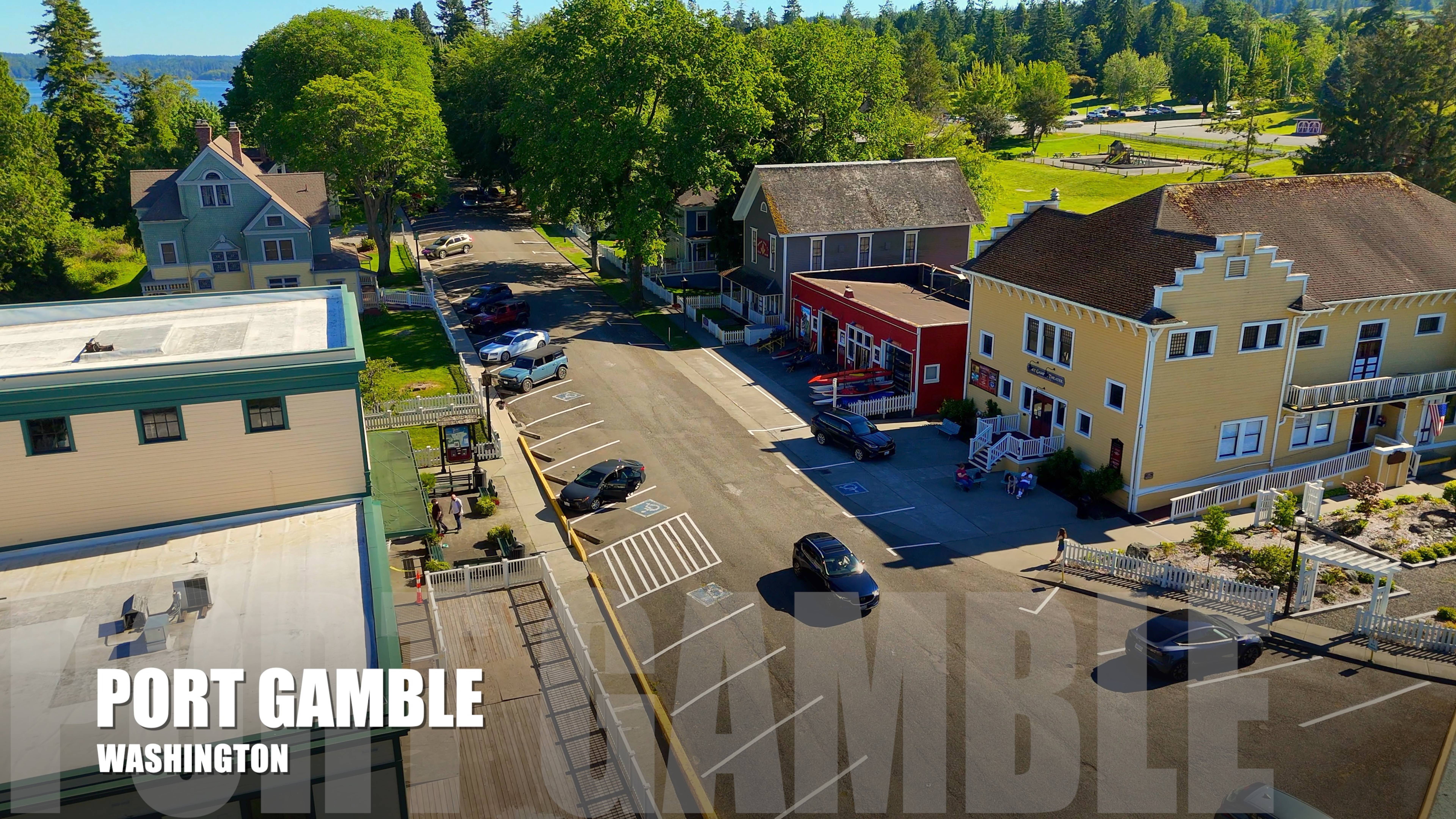 🌊 Откройте для себя очарование Порт Гэмбл, Вашингтон — с высоты птичьего полёта! 🏡🚁