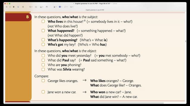 45. Questions with 'who'