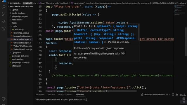Understand the playwright route method and its parameters in intercepting - demo