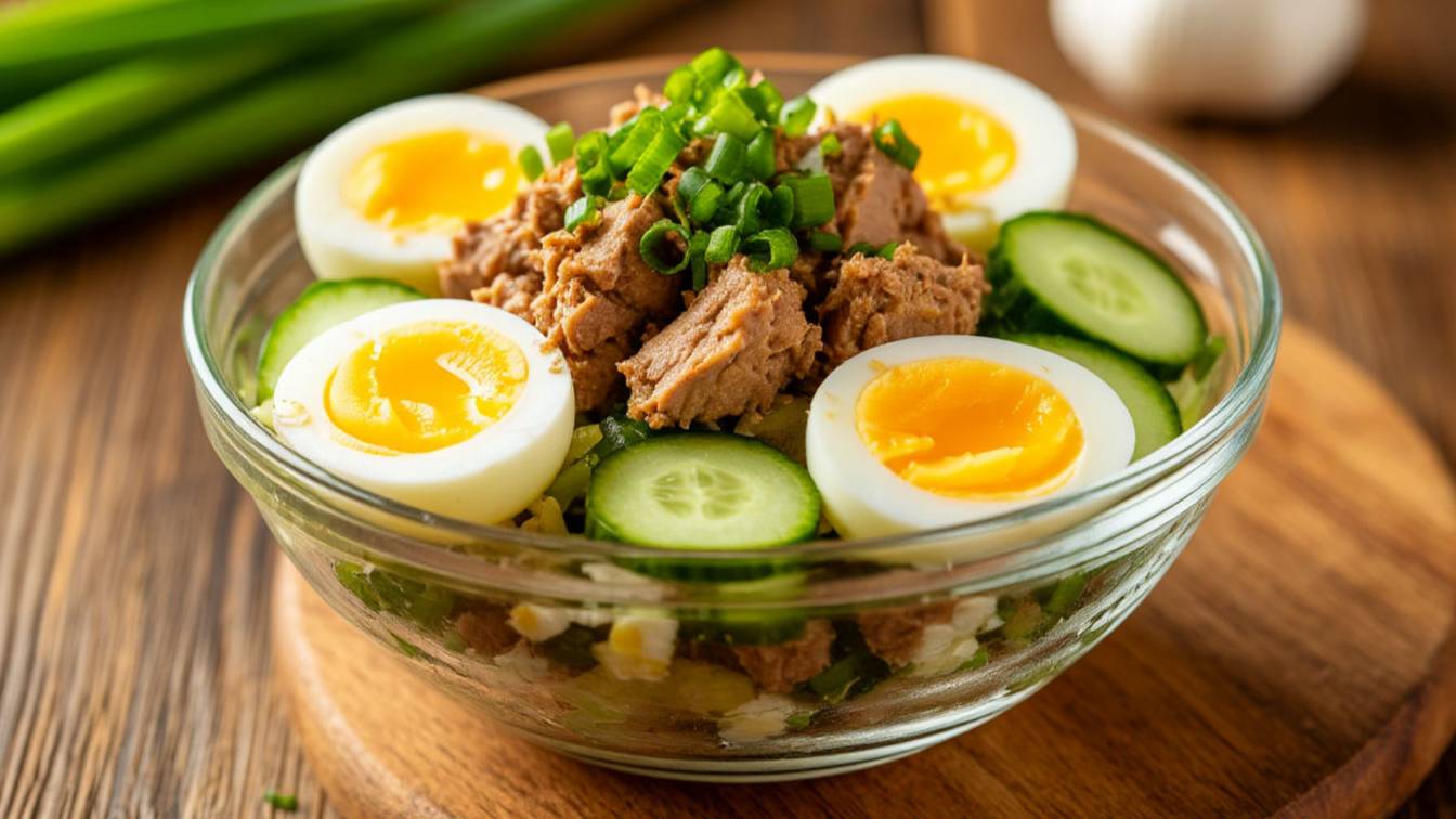 ПРОСТОЙ САЛАТ С ПЕЧЕНЬЮ ТРЕСКИ за 10 минут.