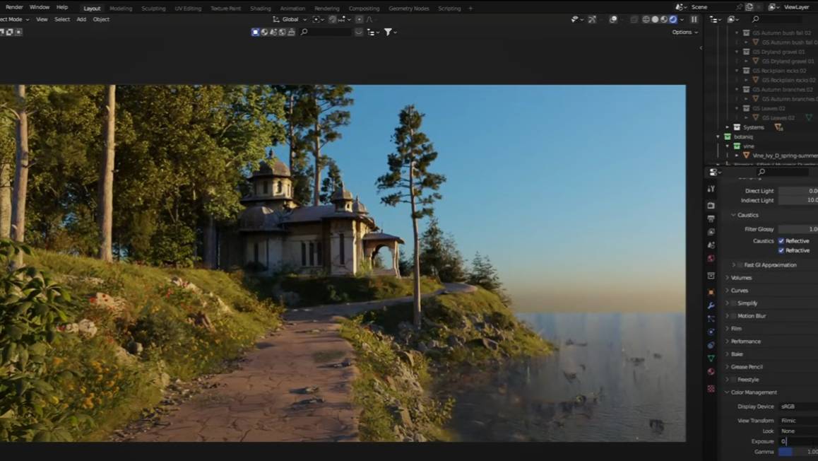 Дом у моря в блендер 3д