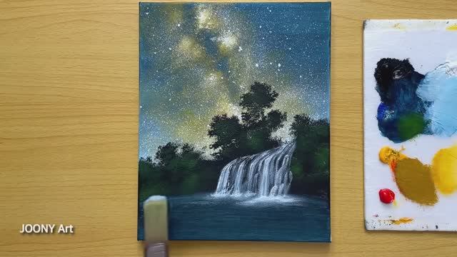 Рисуем с Joony Art водопад под звездным небом