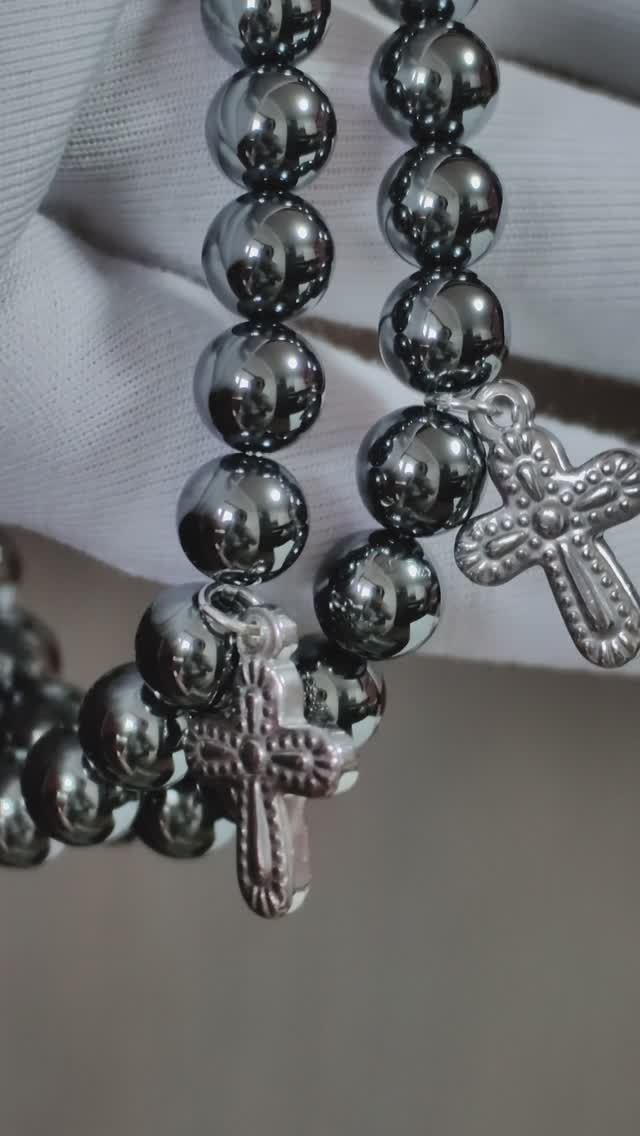 Четки - браслет православные из гематита, 30 бусин, диаметр 8 мм.