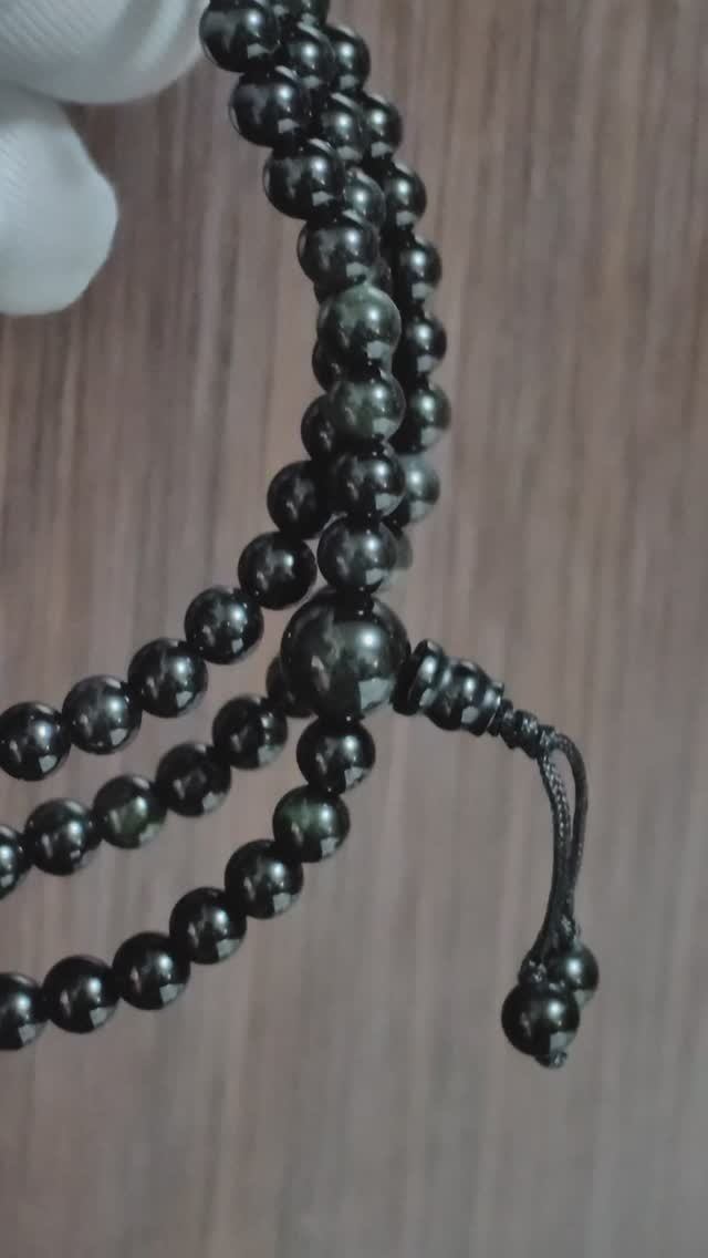 Буддийские четки из обсидиана 01/108