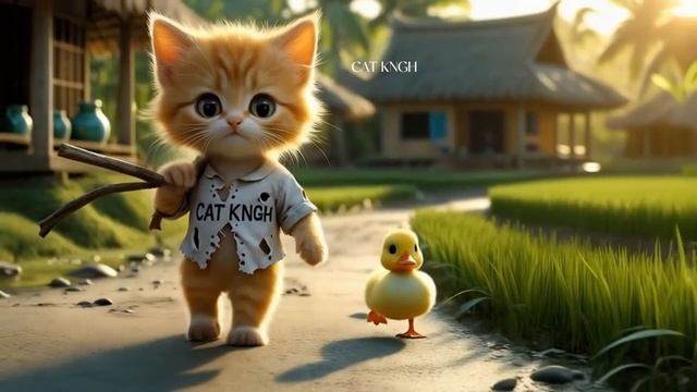 Shocking Fact_ A Tiny Kitten Rescues a Rabbit But Somthing Bad Happen 🌤 #catvi