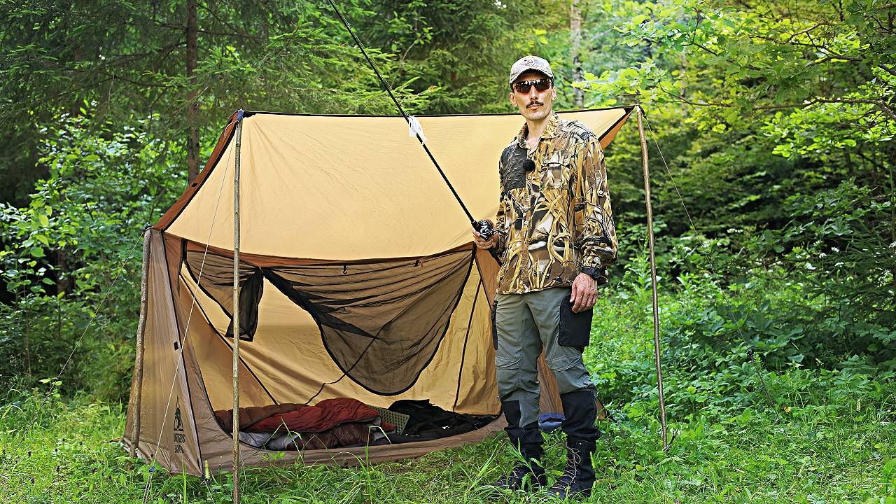 Щука по бушкрафтерски, рыбалка и новая палатка