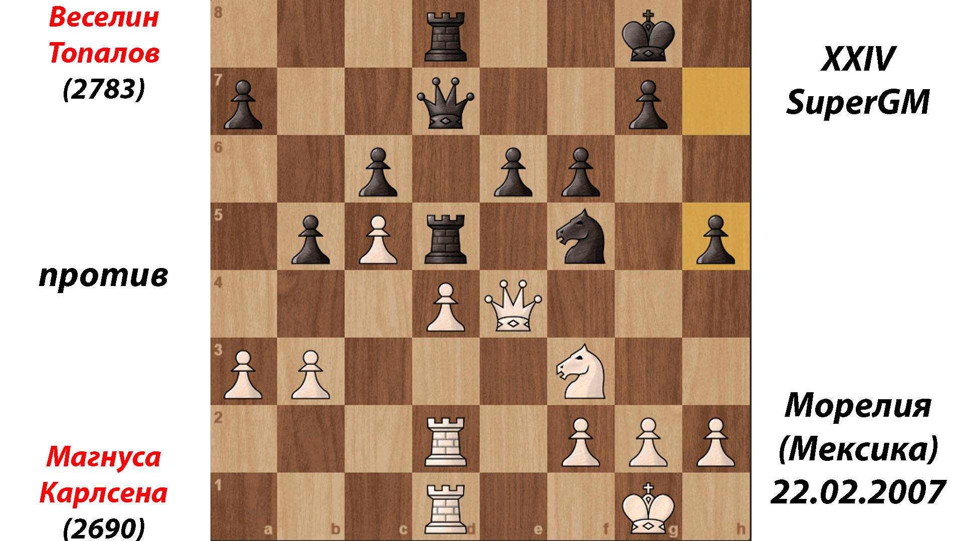 Веселин Топалов против Магнуса Карлсена. XXIV SuperGM Морелия (Мексика) 22.02.2007
