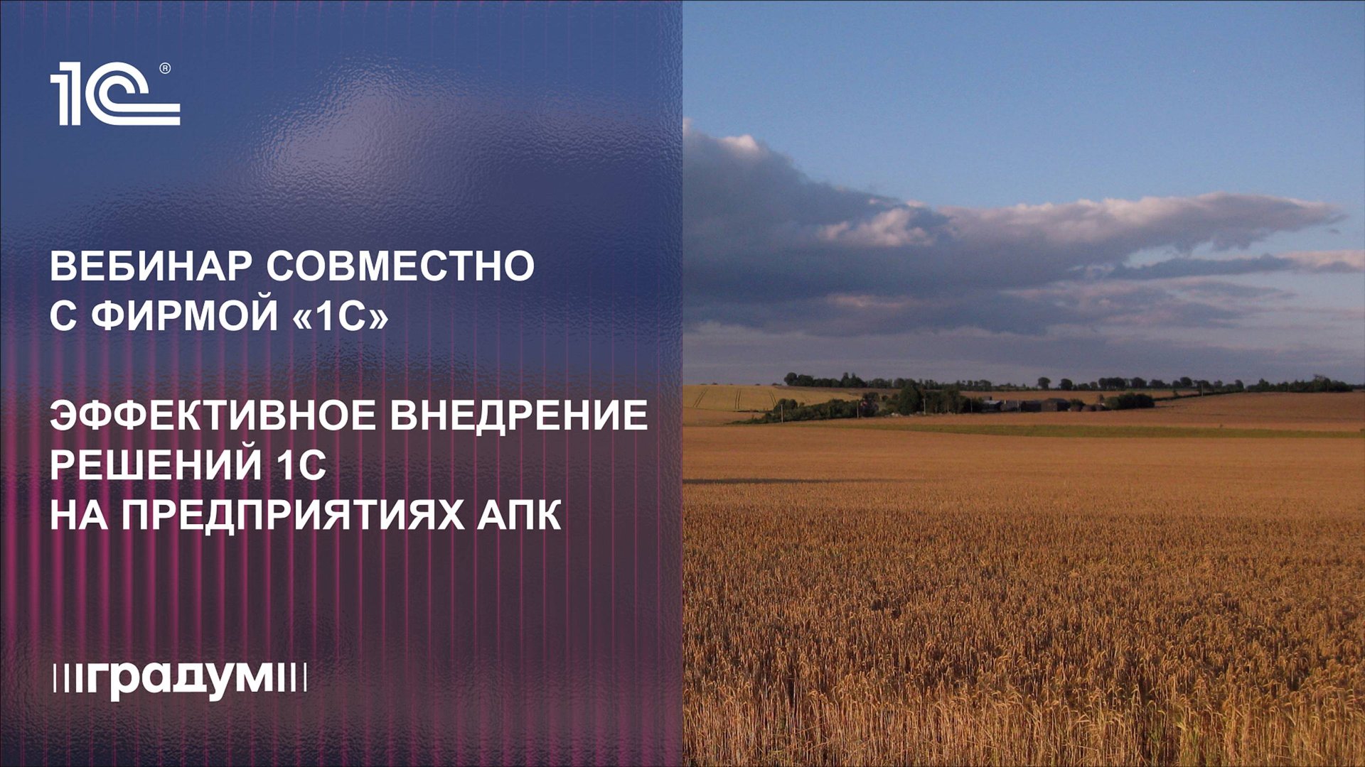 Эффективное внедрение решений фирмы «1С» в отрасли АПК | Градум | Вебинар
