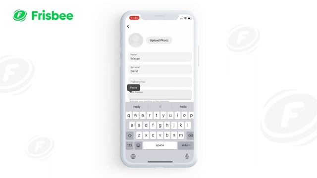 Registration in a Frisbee messenger App