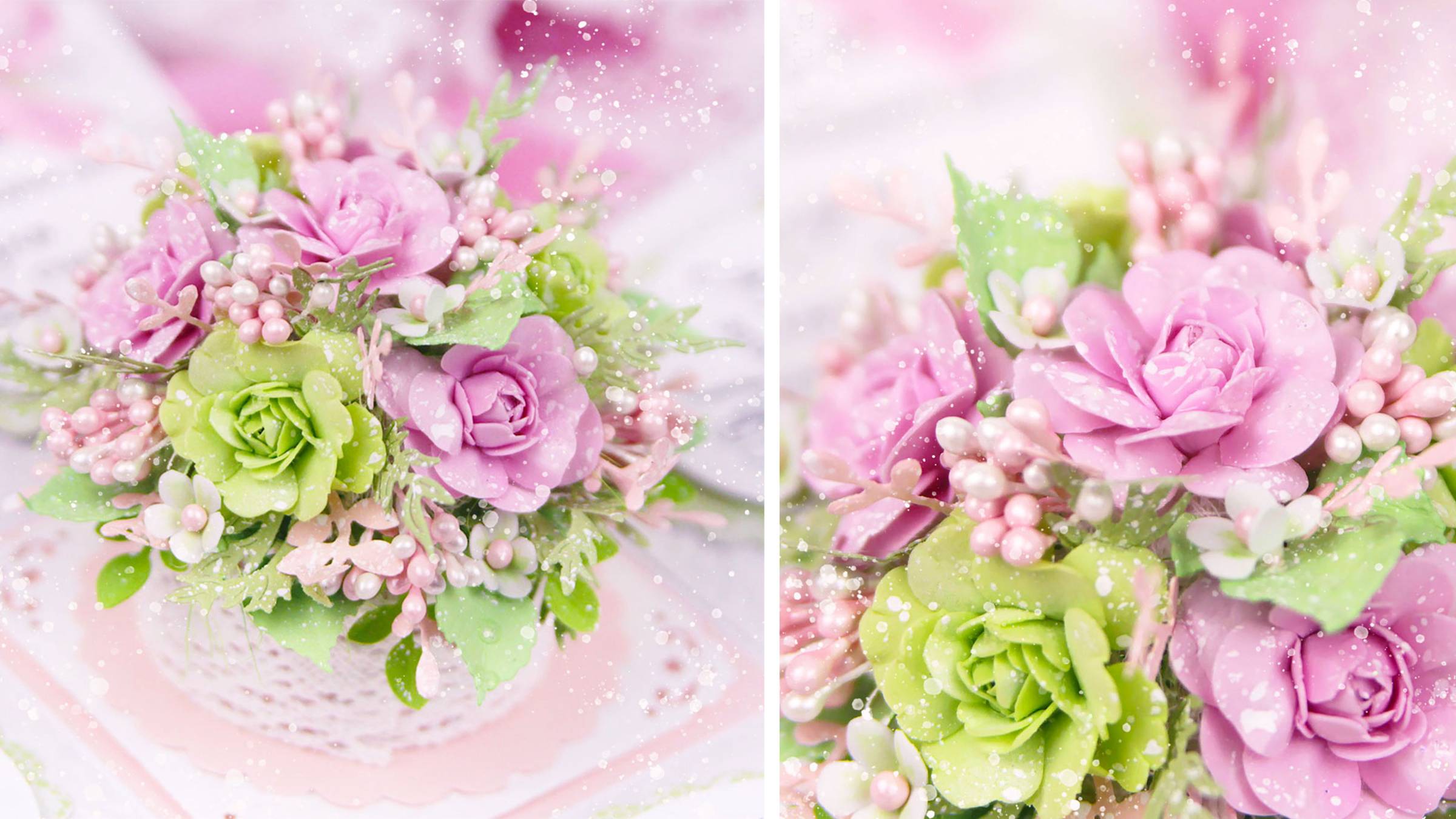 Соединила нежные розы, изящные листья и тычинки. Получился шикарный букетик из фоамирана. DIY