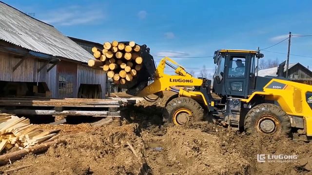 Фронтальный погрузчик LiuGong 855H -  бревнозахват. Навесное оборудование. Дилер АиСТ Liugong43 ru