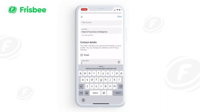 How to change your personal details in a Frisbee messenger App?