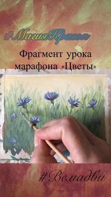Фрагмент урока «Васильки».
Марафон «Цветы» 👇