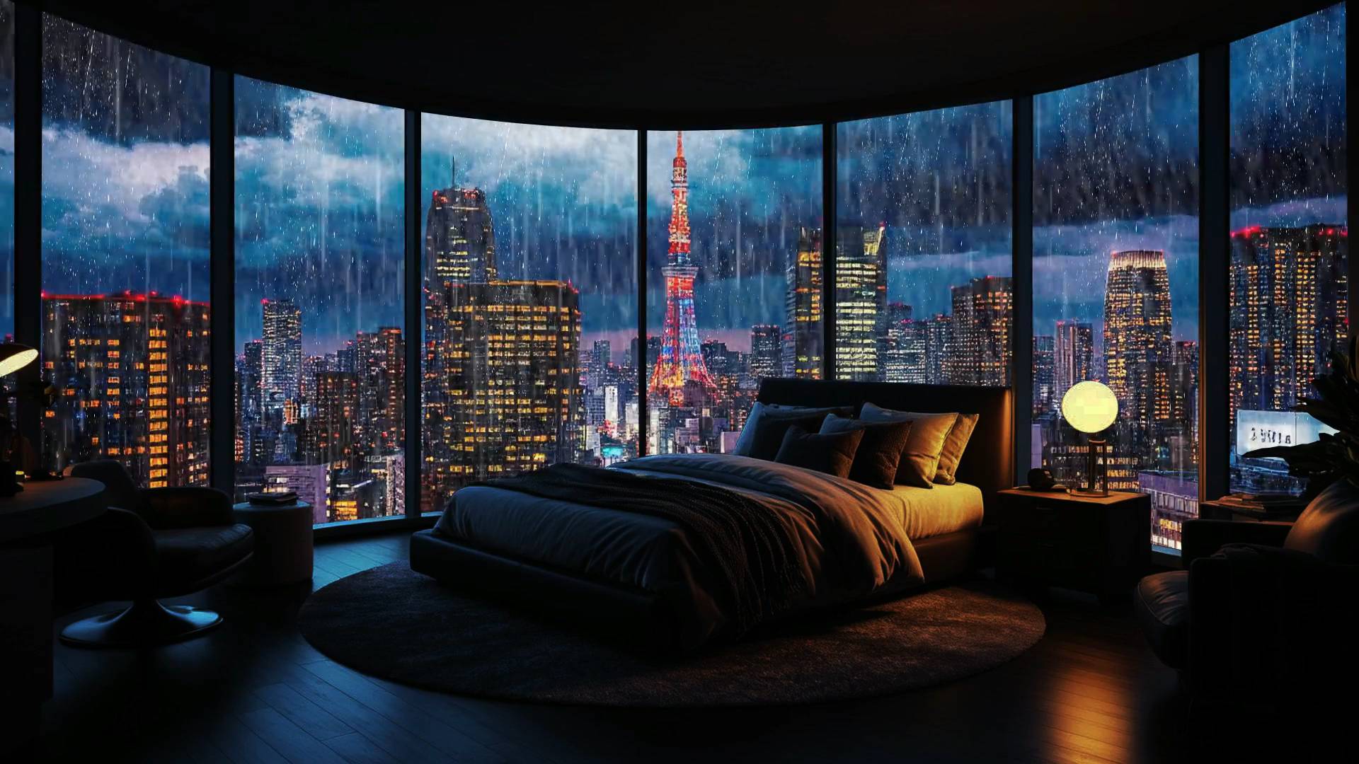 Шум дождя за окном для сна в уютной комнате без грома и музыки.