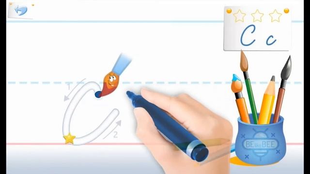 How to write English letter ＂C＂. Cursive writing for kids and beginners. Handwriting practice