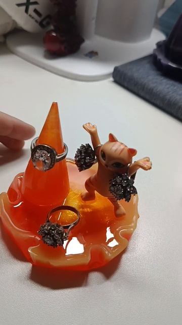 Подставка для украшений, апельсинка кошечка держатель для серёжек