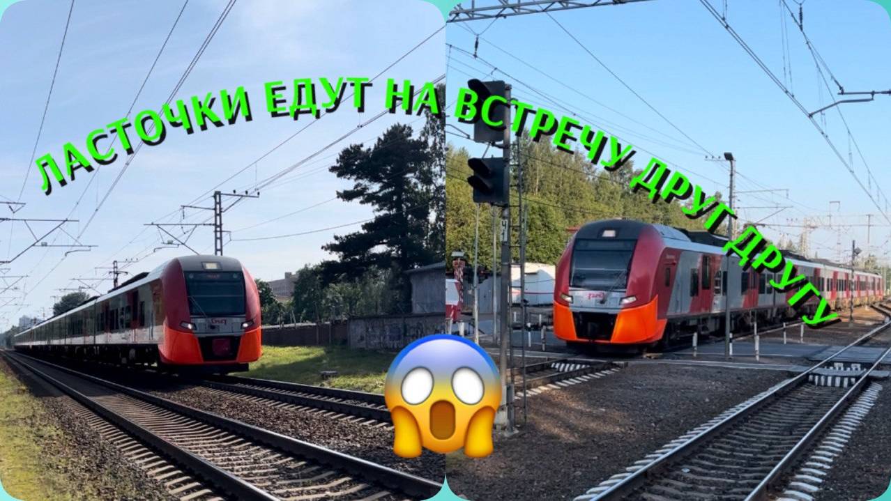 Поезда / Видео про поезда - Ласточки едут на встречу друг другу