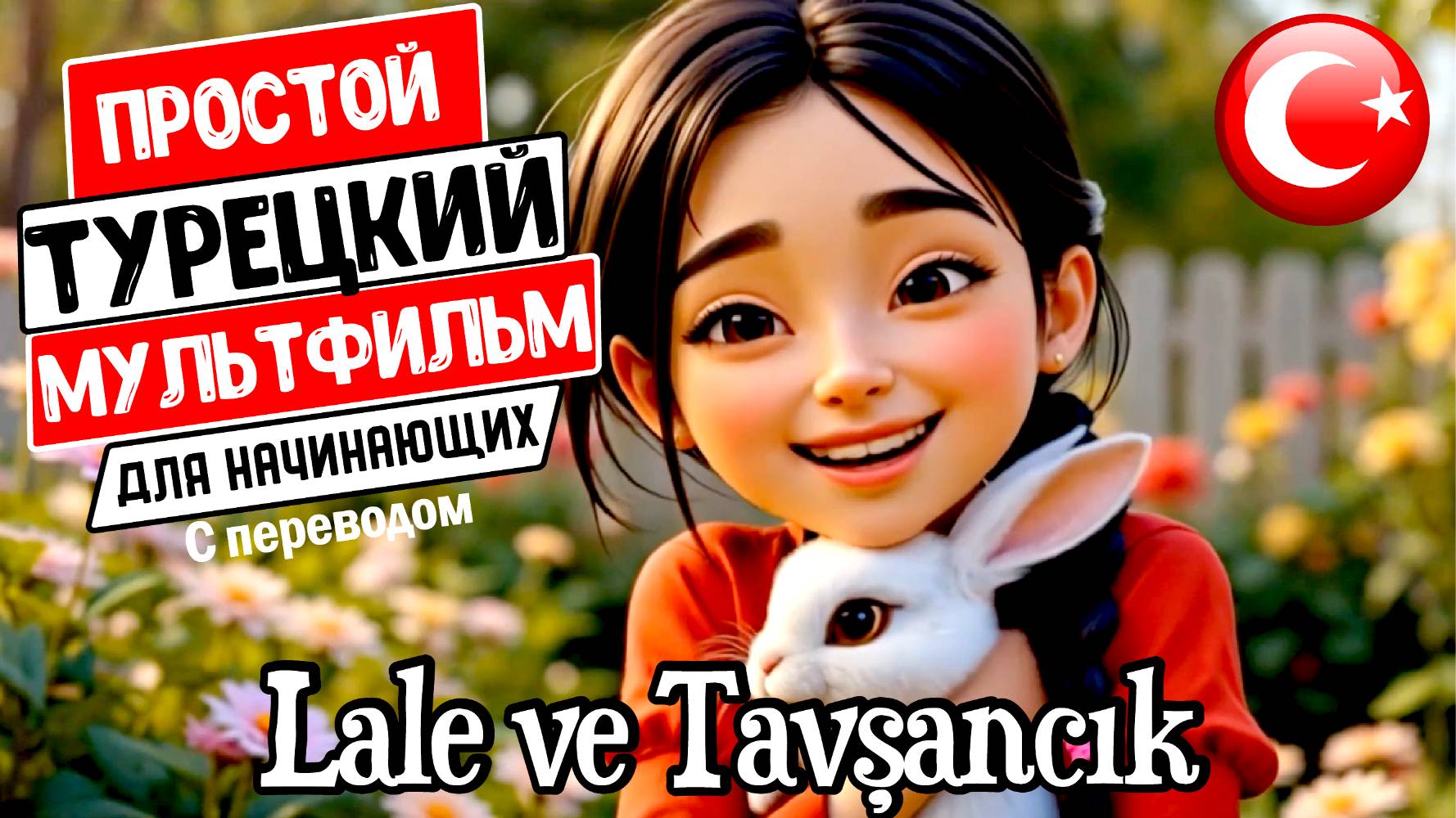 Простой турецкий мультик Лале и кролик с переводом. Развиваем турецкий язык на слух, для начинающих