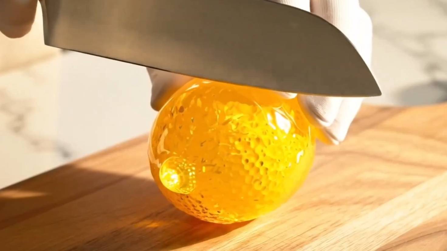 АСМР 🎧 КАК ЗВУЧАТ СТЕКЛЯННЫЕ ФРУКТЫ ПОД НОЖОМ 🍍🔊 увлекательная нарезка фруктов с помощью ИИ